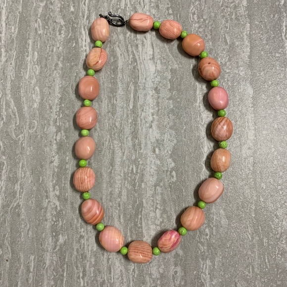 Vintage | Jewelry | Vintage Pink Green Stone Necklace | Poshmark